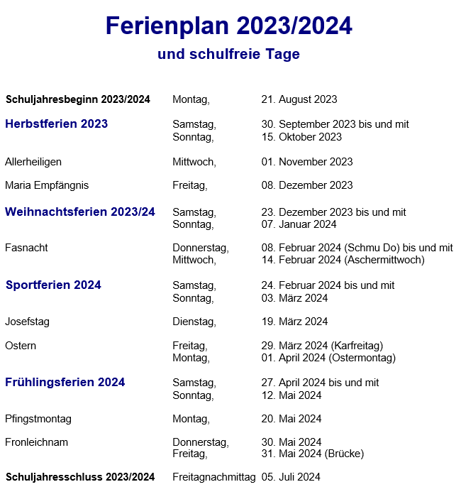 Ferienplan